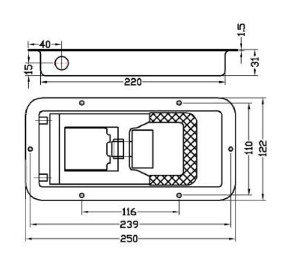 Recessed Truck Door Lock Box 250*122 for OD16mm Pipe - HangCheng